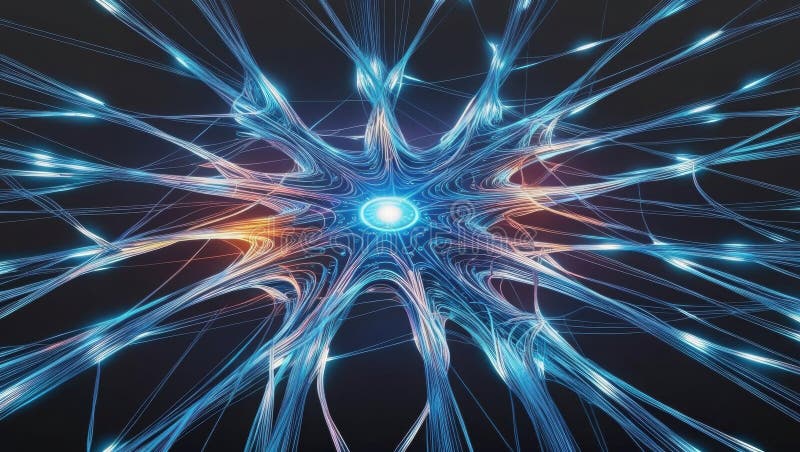 Futuristic Digital Web with Glowing Fiber Optic Threads, Creating High ...