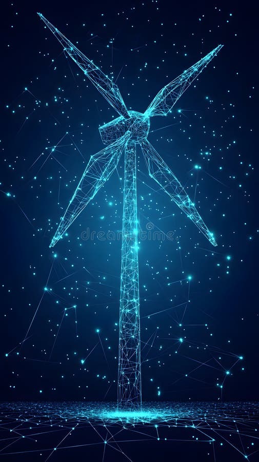Futuristic Digital Wind Turbine Vertical Banner Stock Illustration ...