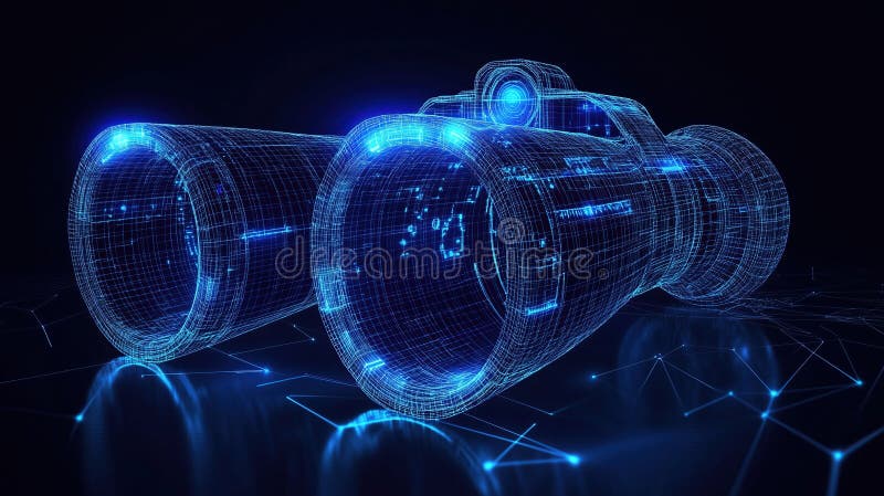 Futuristic Digital Wireframe of Binoculars Stock Image - Image of ...
