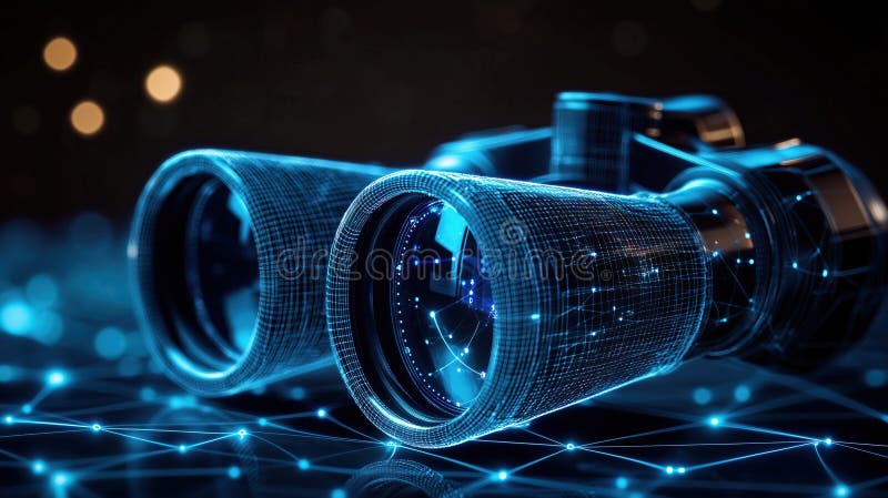 Futuristic Digital Wireframe of Binoculars Stock Photo - Image of ...