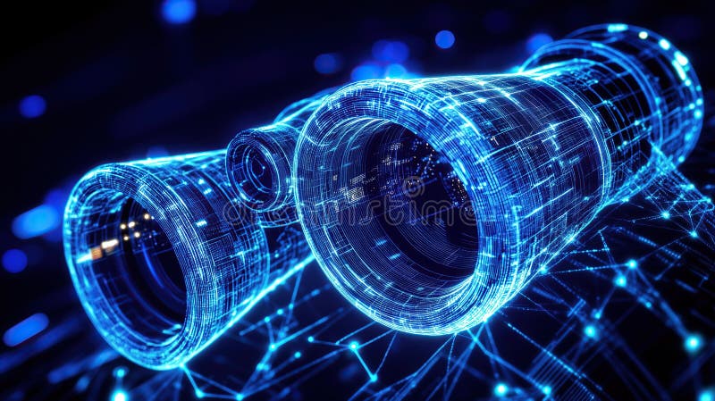 Futuristic Digital Wireframe of Binoculars Stock Image - Image of ...