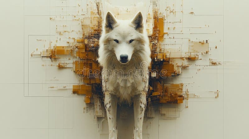 Futuristic Digital Wolf with Abstract Geometric Background Design Stock ...