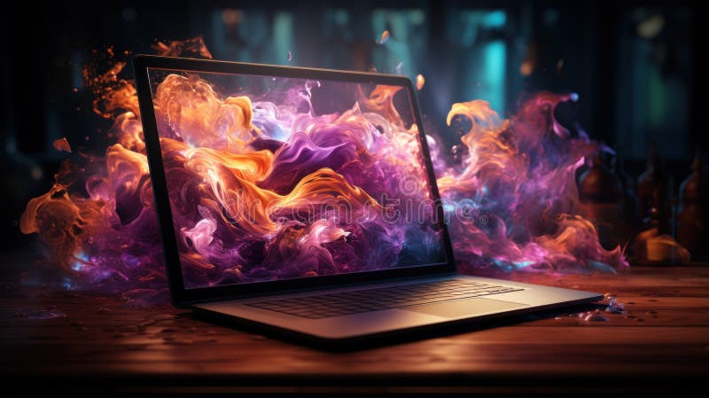 Futuristic Digital Workspace: Creative Connection with Vibrant 3d ...