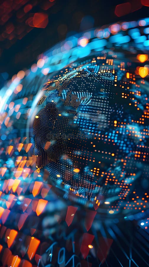 Futuristic Digital World Animation with Glowing Data Streams Stock ...