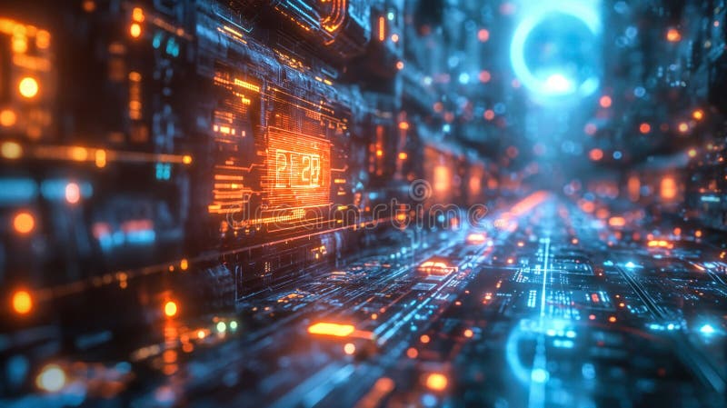 Futuristic Digital World Concept with Glowing P2P Text Over Cyber ...