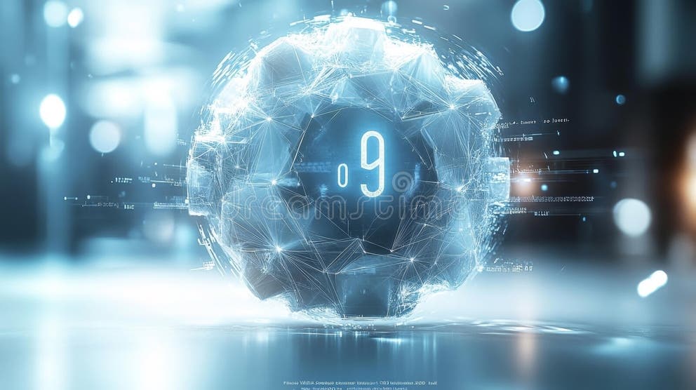 Futuristic Digital World with Glowing Mesh Globe and Digital Elements ...