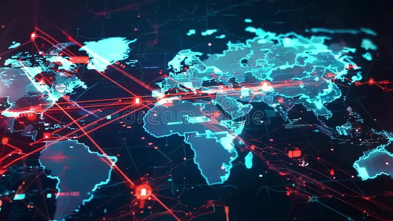 Hologram World Map Showing Global Network and Data Exchange Stock Video ...