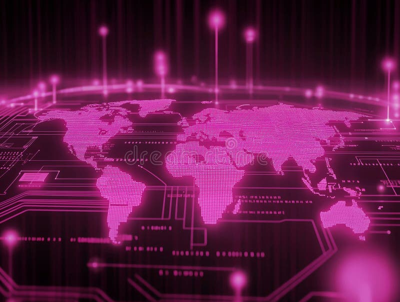 Futuristic Digital World Map Stock Image - Image of vibrant, internet ...