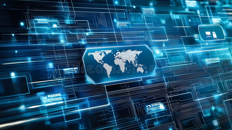 Futuristic Digital World Map on a Technology Interface Showcasing Data ...