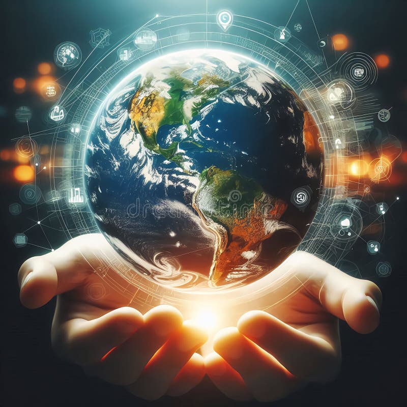 A Futuristic Digital World in the Palm of Your Hand Stock Photo - Image ...