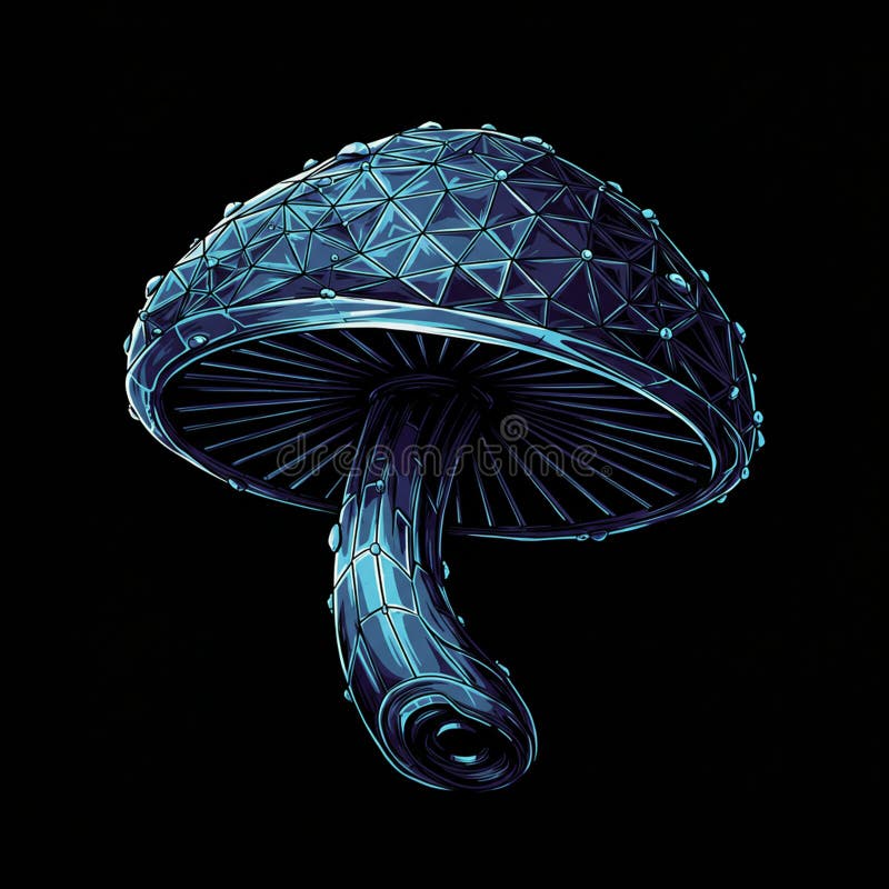 A Futuristic, Digitally Created Mushroom Features a Geometric Design ...