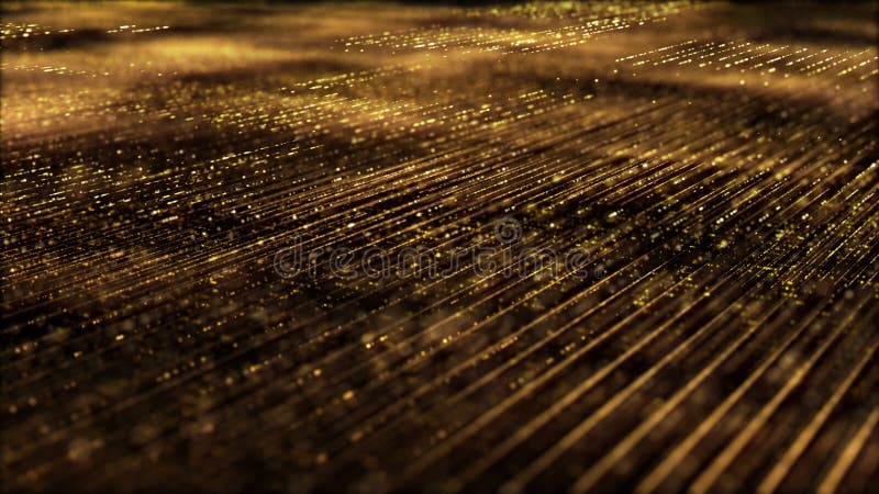 Futuristic Golden Matrix Grid Particles Background Stock Illustration ...