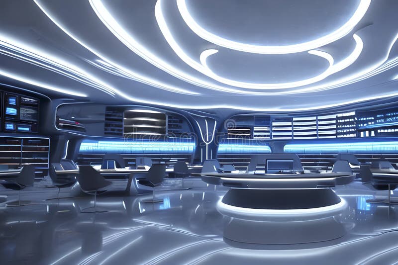 Futuristic Dining Hall for Modern Building Stock Illustration ...