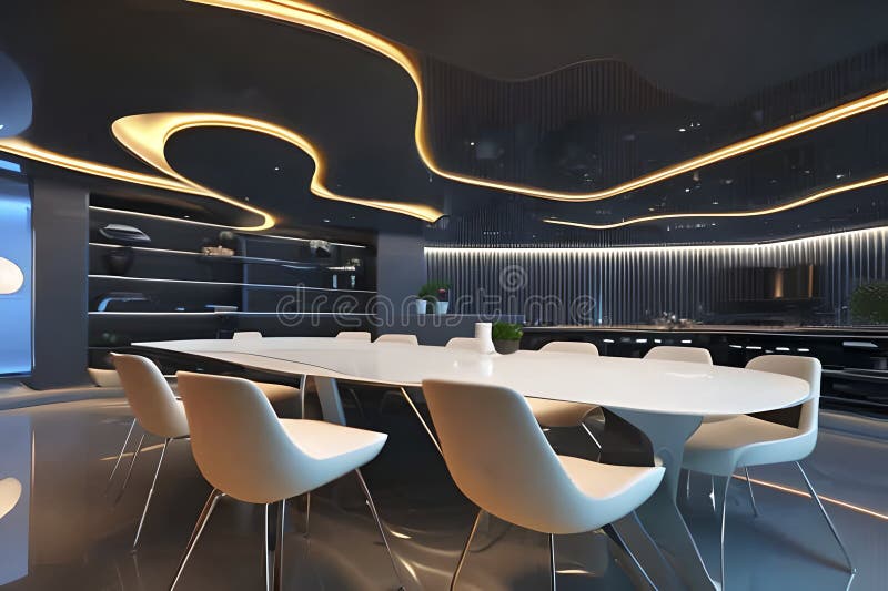 Futuristic Dining Room for Modern Homes Stock Illustration ...