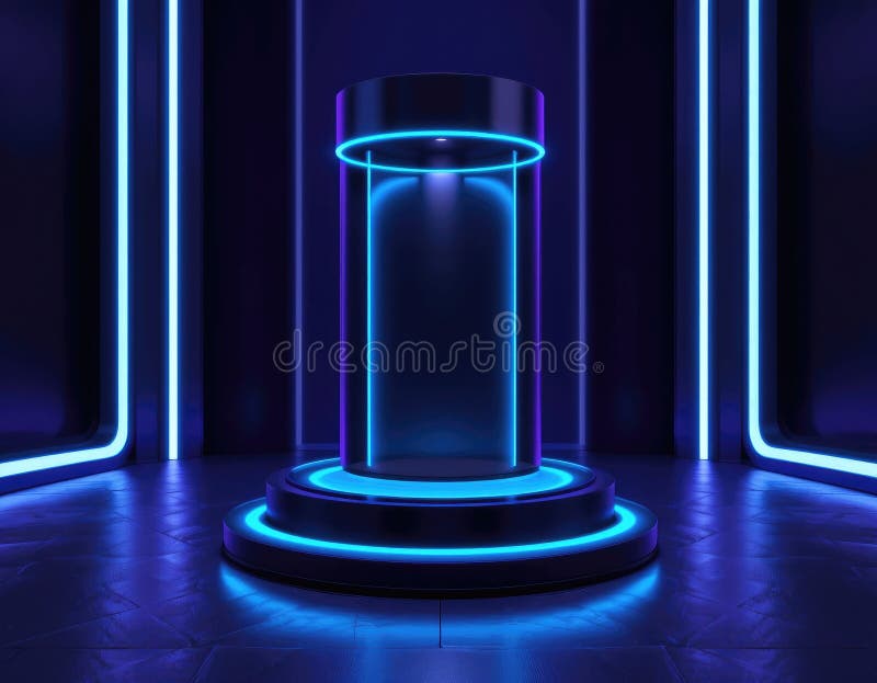 Futuristic Display Case with Neon Lights for Product Showcase and ...