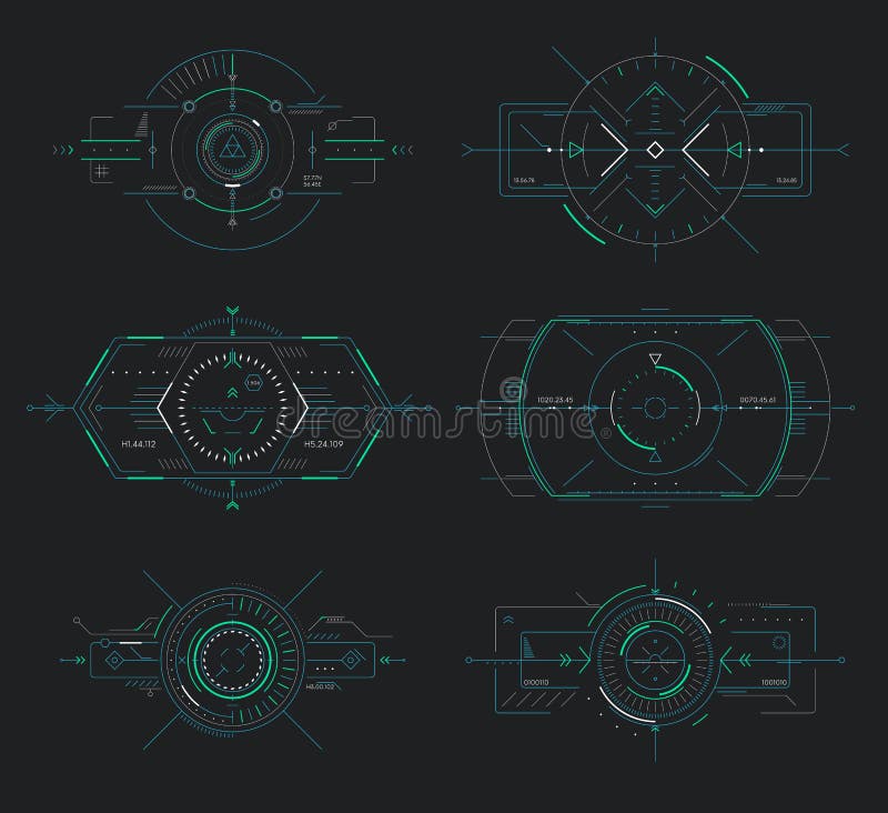 Futuristic Display Control, Navigation Panel Hud Elements Stock Vector ...