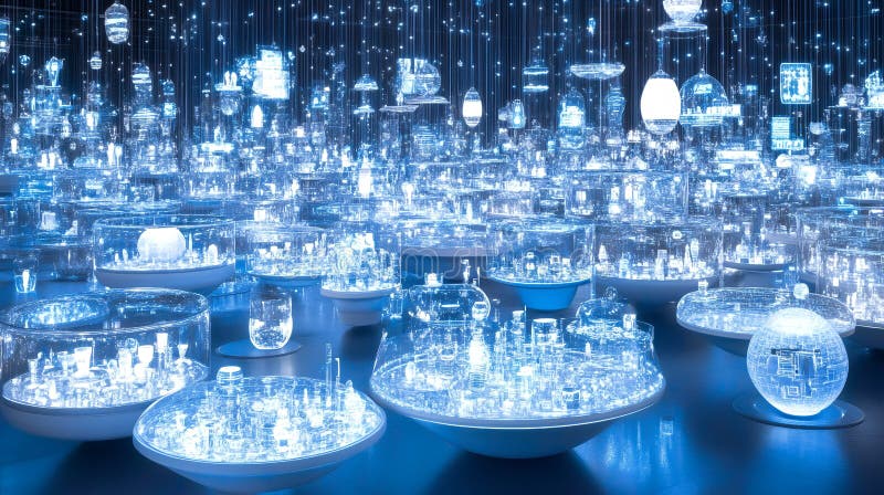 A Futuristic Display of Glowing Orbs and Glass Stock Illustration ...
