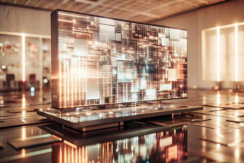 Futuristic Display, Interactive Screen, Modern Exhibit, Glowing ...