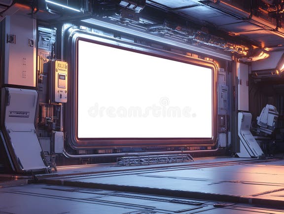 Futuristic Display Screen in a High-tech Environment Stock Illustration ...