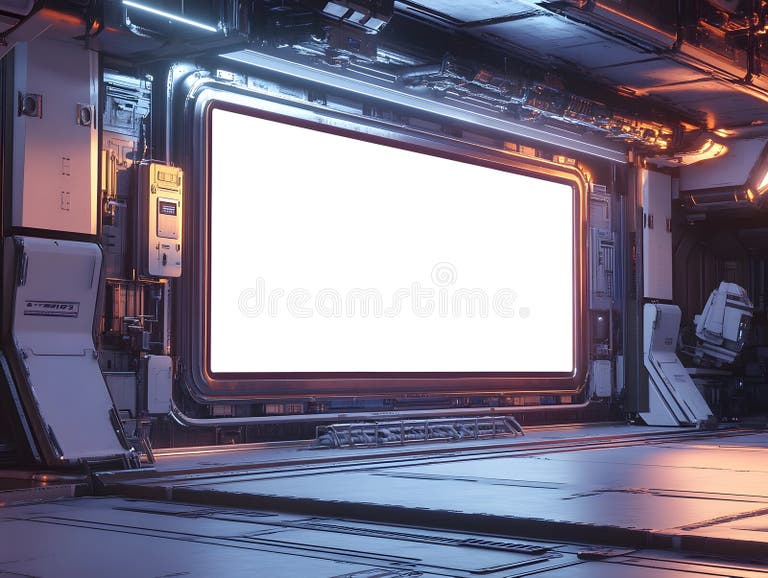 Futuristic Display Screen in a High-tech Environment Stock Illustration ...