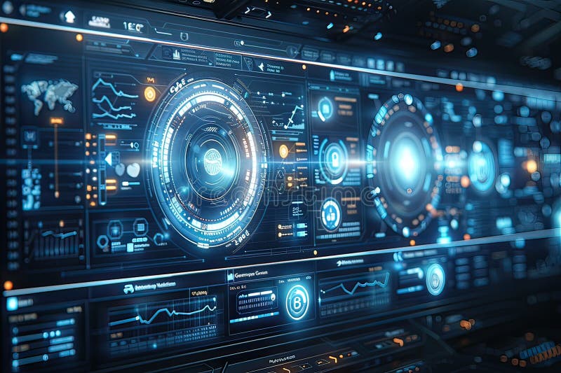 A Futuristic Display Showing Numerous Circles and Graphs Stock Image ...