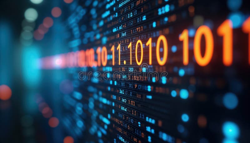 Futuristic Display Shows Binary Code. Abstract Digital Matrix ... Futuristic Display Shows Binary Code. Abstract Digital Matrix ...