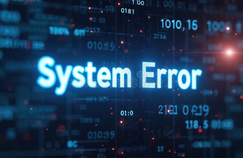 Futuristic Display Shows Glowing System Error Message. Binary Code ...