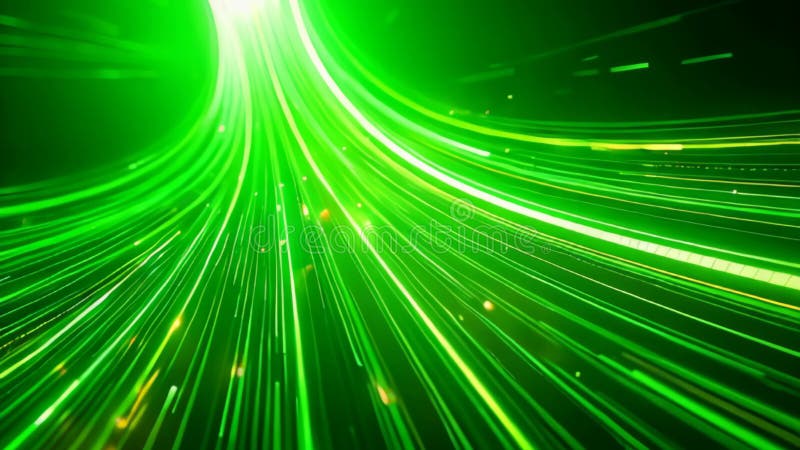 A Futuristic Display of Vibrant Green Laser Light Streaks Moving ...