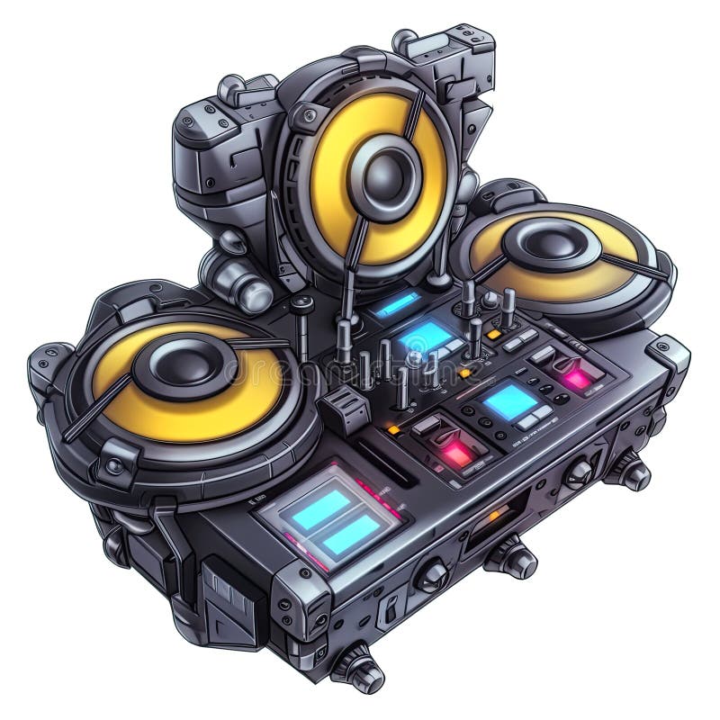 Futuristic DJ-tools 3D Illustration Over White Stock Illustration ...