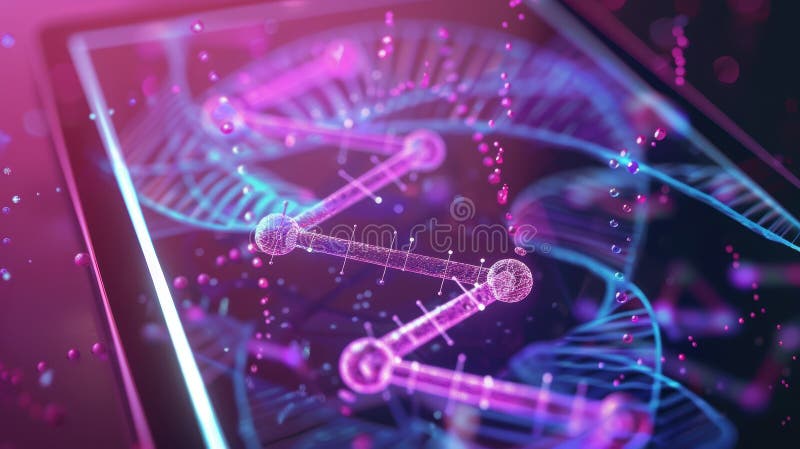 Futuristic DNA Analysis Progress Bar on High-Tech Biotech Tablet Screen ...