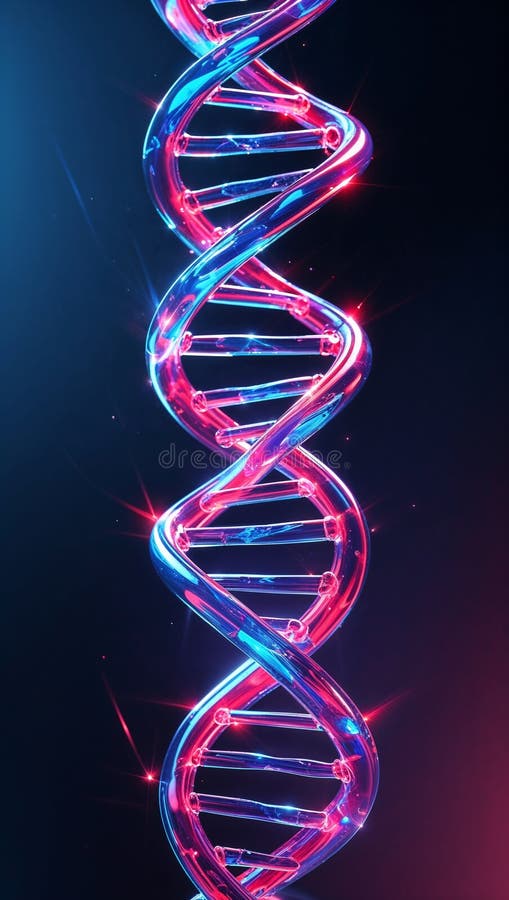 Futuristic DNA Double Helix Digital Illustration with Vibrant High-Tech ...