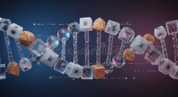 Futuristic Dna Double Helix Structure with Abstract Glowing Digital ...