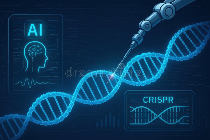 Futuristic DNA Editing Using AI-Driven CRISPR Technology Stock ...