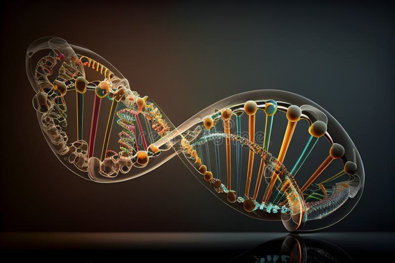 Futuristic DNA Helix on Black Background. DNA Science Background ...