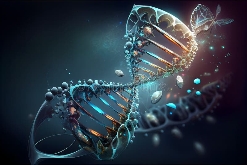 Futuristic DNA Helix on Black Background. DNA Science Background ...