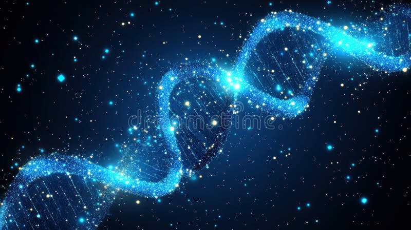 Futuristic DNA Helix in a Dark Space Stock Illustration - Illustration ...