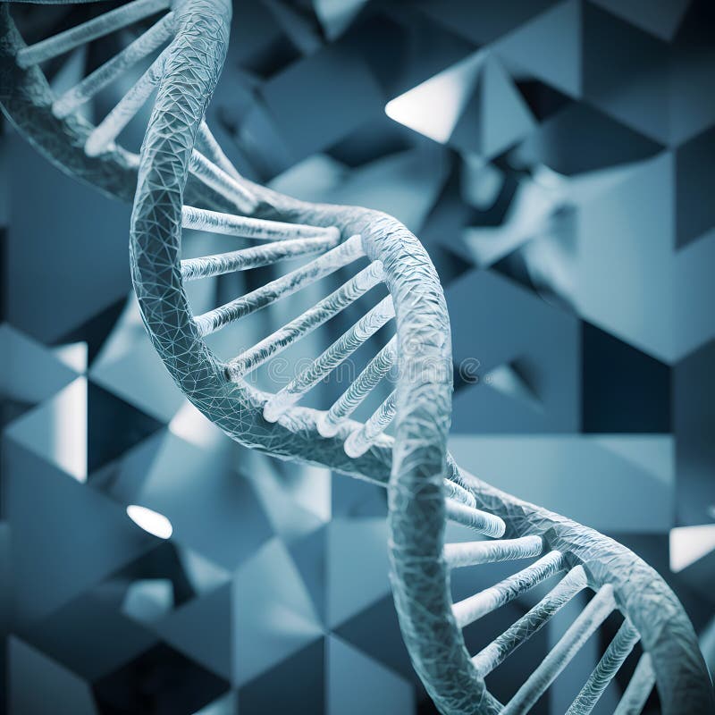 Futuristic DNA Helix with Geometric Patterns in Cool Tones, Symbolizing ...
