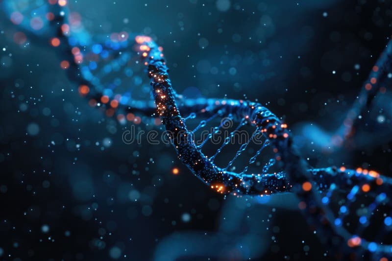 Futuristic DNA Helix with Glowing Data Connections in a Digital Matrix ...