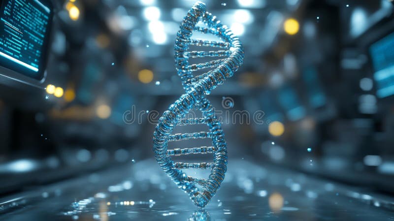 Futuristic Dna Helix in High-tech Laboratory - Generative Ai Stock ...