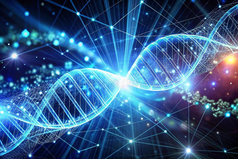 Futuristic DNA Helix in Interconnected Network Background Stock ...