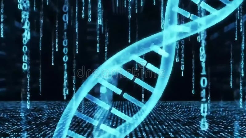 Futuristic DNA Helix Structure with Binary Code Background Loop Animation Stock Video - Video of ...