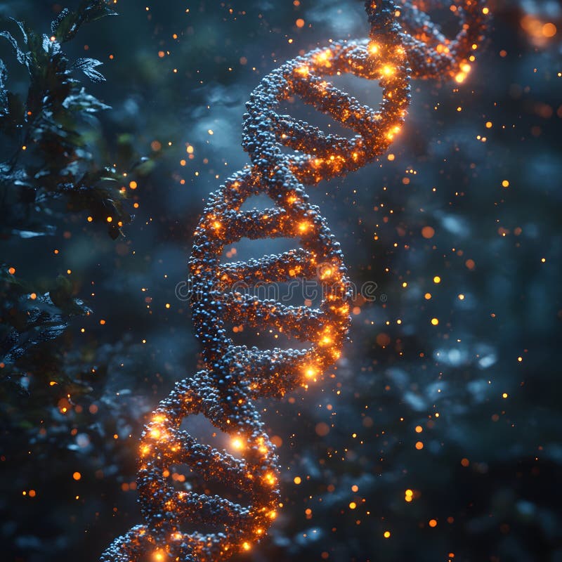 Futuristic DNA Loop Crafted from Luminous Lines and Particles Stock ...