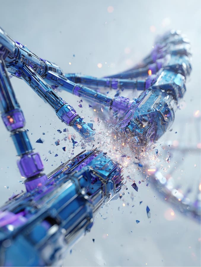 Futuristic Dna Molecule Breaks Apart, Displaying Genetic Mutation and ...