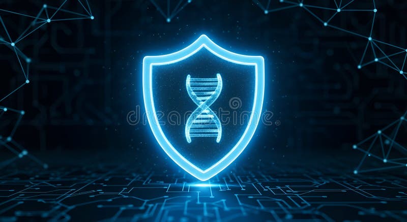 Futuristic Dna Shield Emblem Representing Data Protection and Secure ...