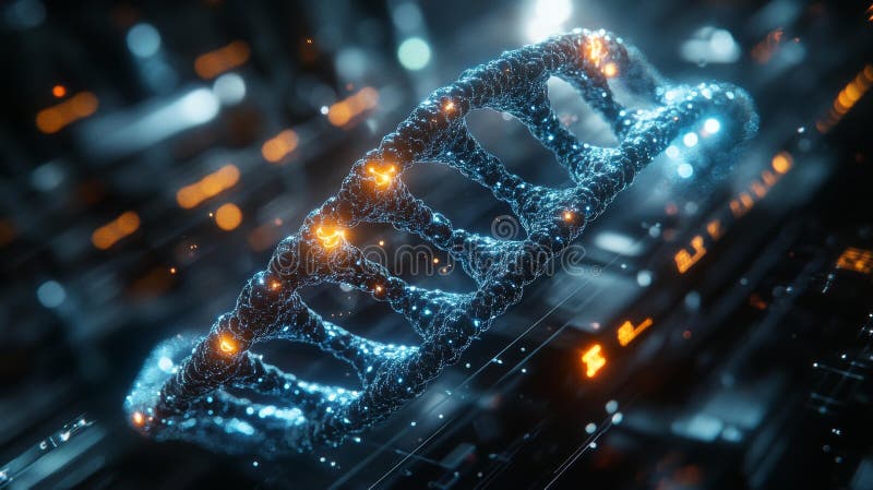 Futuristic DNA Strand Visualization Generative AI Stock Illustration ...