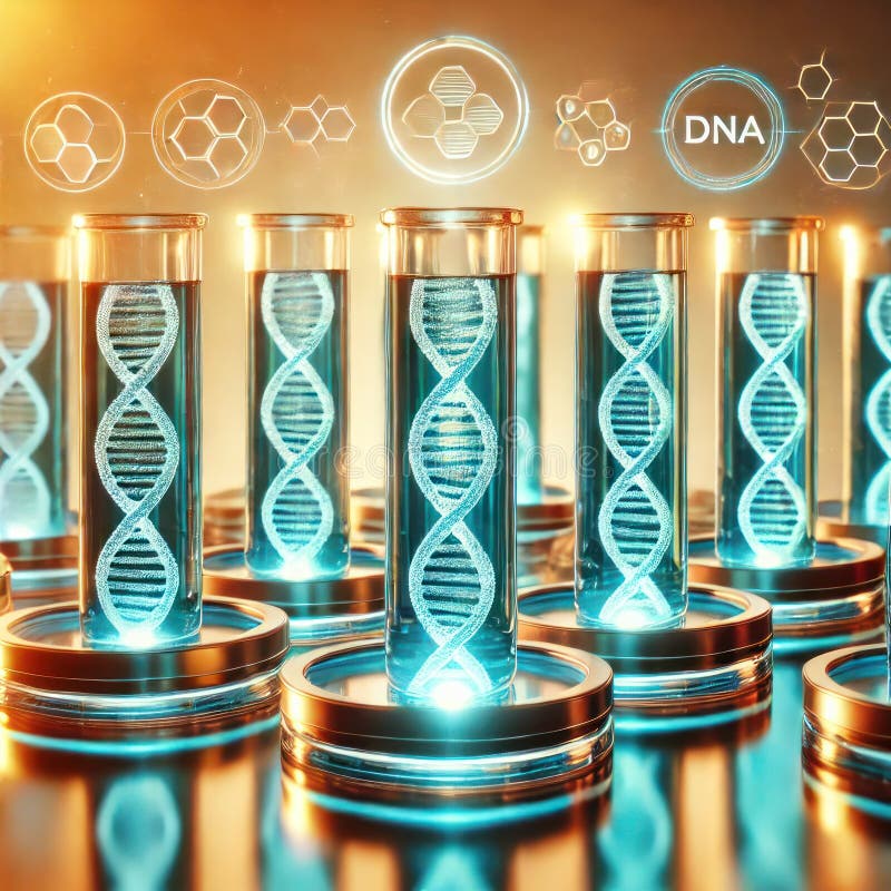 Futuristic DNA Test Tubes in a Laboratory Representing Genetic Research ...
