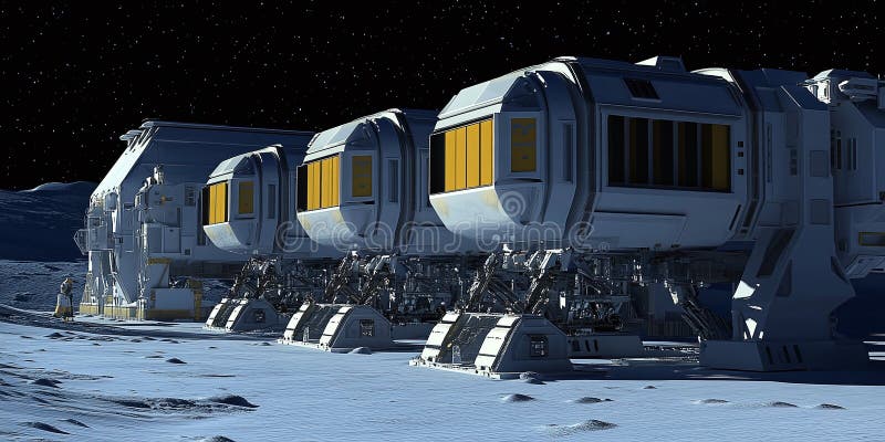 A Futuristic Docking Bay in a Space Station Under a Starry Sky ...