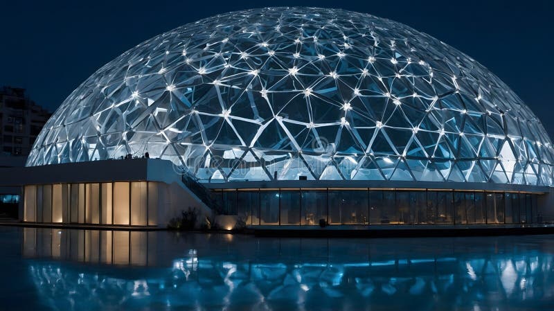 Futuristic Dome-Shaped Building with a Transparent Roof and Sleek ...