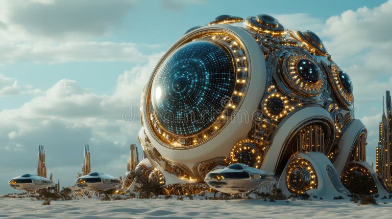 Futuristic Domed Structures, Immense and Filled with Advanced ...