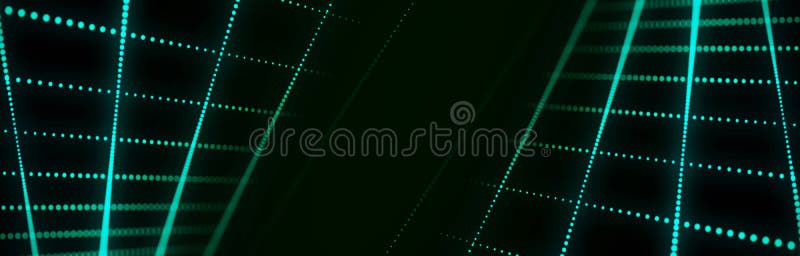 Futuristic Double Perspective Grid in Digital Cyberspace. Flow of ...